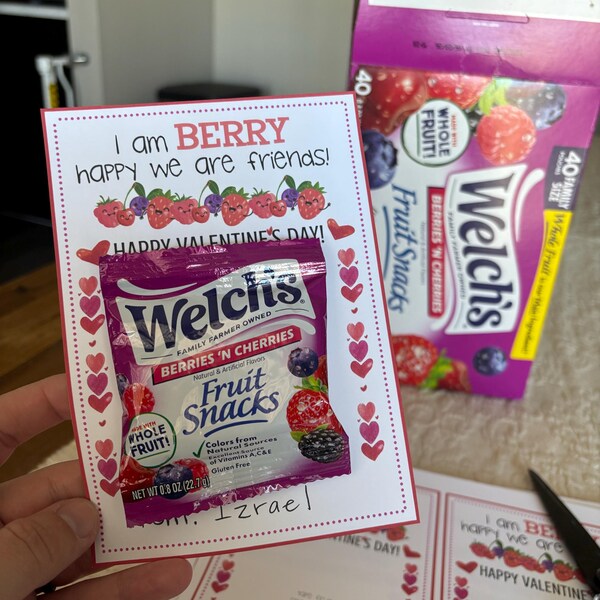 Fruit Snack Class Valentine Printable | School Valentine Snack Tag ...