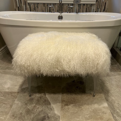 Real Natural Mongolian Lamb Fur Bench Tibet Stool New Sheepskin ...