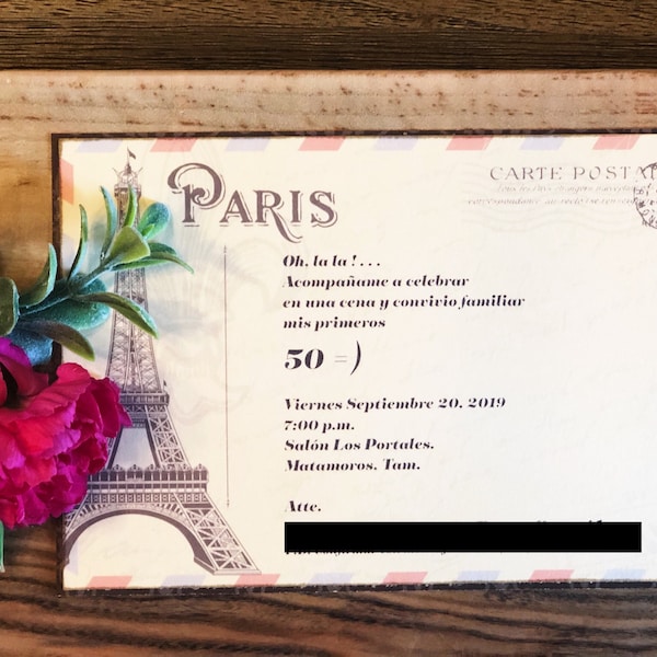 Paris Invitation Printable, Paris Postcard, Envelope Printable, Paris ...