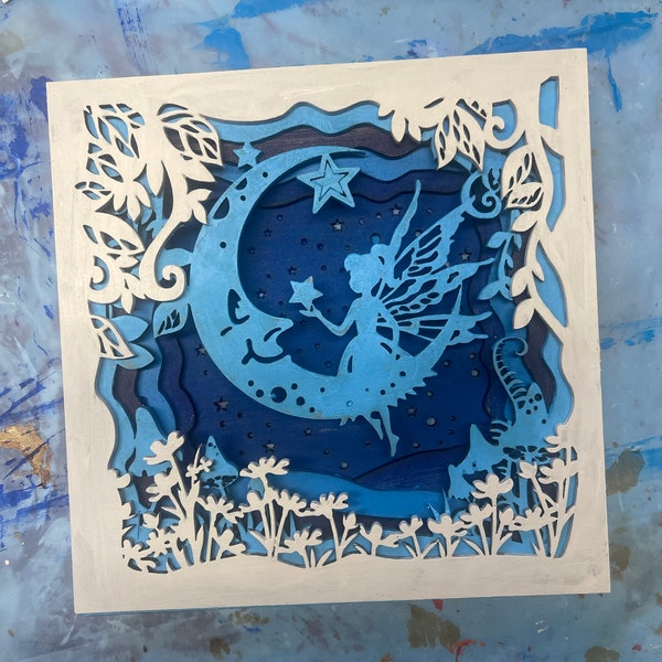Fairy Moon Shadow Box, Lightbox SVG Paper Cut Shadow Box, Shadowbox ...