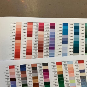 PRINTABLE PDF DMC Color Chart Sorted by Color & Number 2 in 1 Diamond ...