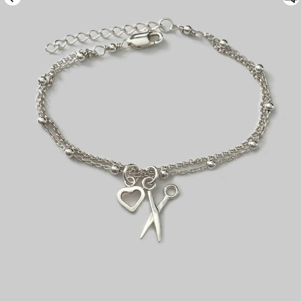 Sterling Silver Scissors Bracelet, Hair Stylist Gift, Hairdresser Gift ...
