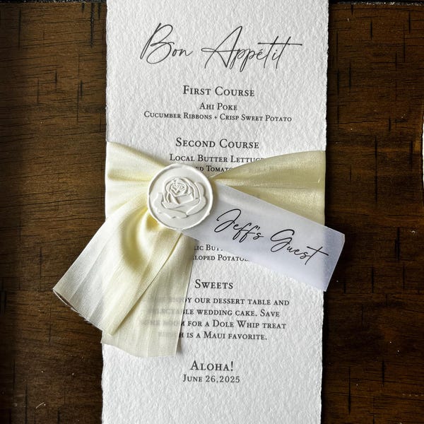 Wedding Menu (set of 10) Matte Gold Ink- Bon Appetit Slim Wedding Menu ...