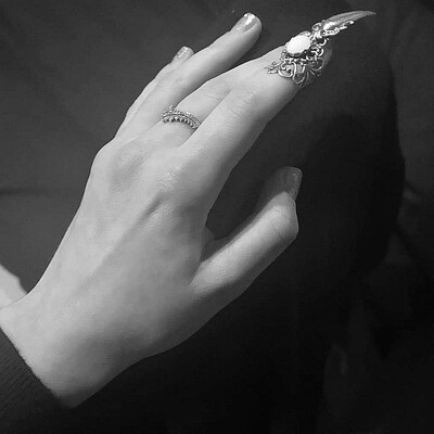 Gothic Claw Ring White Opal Goth Girl Vampire Moonstone Opalescent ...