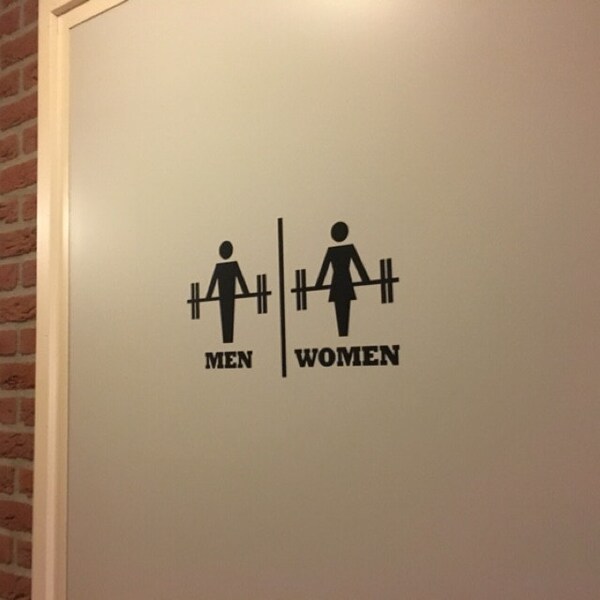 Bathroom Artwork, Restrooms Sign, Men, Women, Weights Art, Weight ...