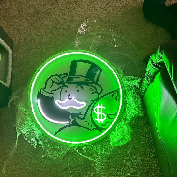 Monopoly Neon Sign, Retro Game Decor, Money Neon Light, Game Room Neon ...
