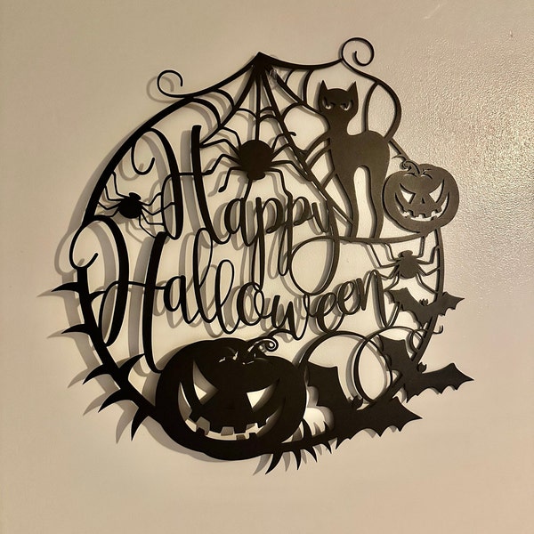 Happy Halloween Web Metal Sign Door Decor, Halloween Metal Sign, Scary ...