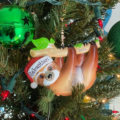 Sloth Personalized Ornament Adorable Animal Critter Christmas Hand ...