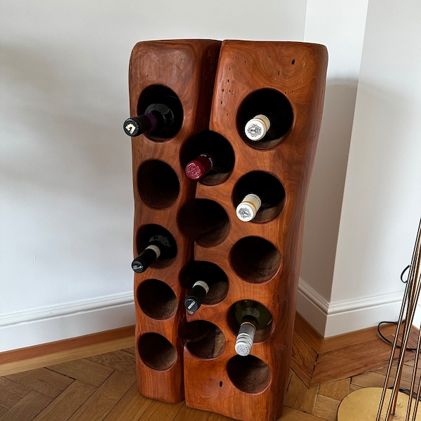 Exclusive Live Edge Wood Wine Rack for 12 Bottles Field Maple / Massive ...