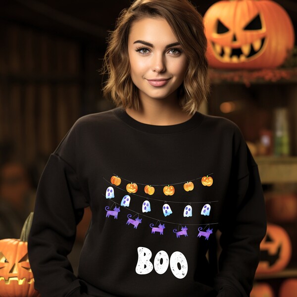 Watercolor Halloween String Lights Clipart: Pumpkins, Bats, Cats ...