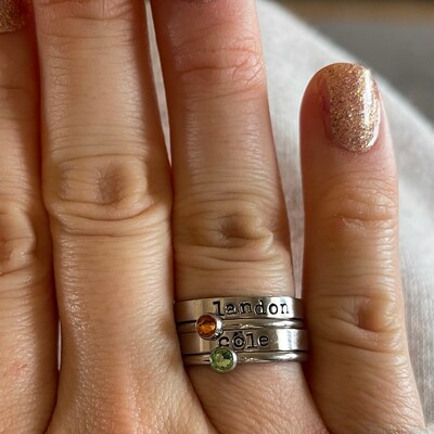 Stackable Birthstone Ring /mothers Ring / Birthstone Stacking Ring ...