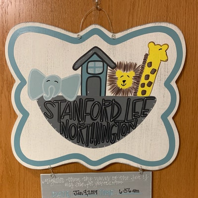 Noah's Ark Hospital Door Hanger // Animals Elephant, Lion, Giraffe ...