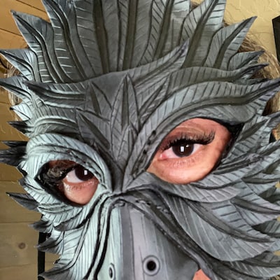 Handmade Genuine Leather Mask With Horns in Natural Colors the Horned ...