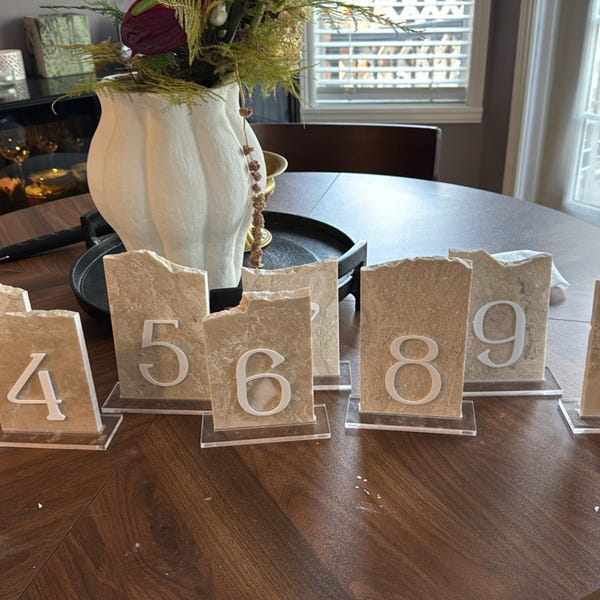 3D Marble Stone Table Numbers | Wedding Unique Signage | Custom Layered ...