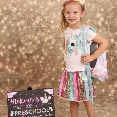 First Day of Preschool Sign 1st Day of Kindergarten Girl Unicorn Back ...