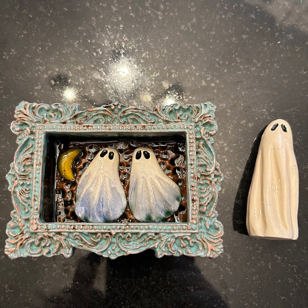 Ceramic Diorama With a Cute Monster Couple Inside. Night Magic Garden ...