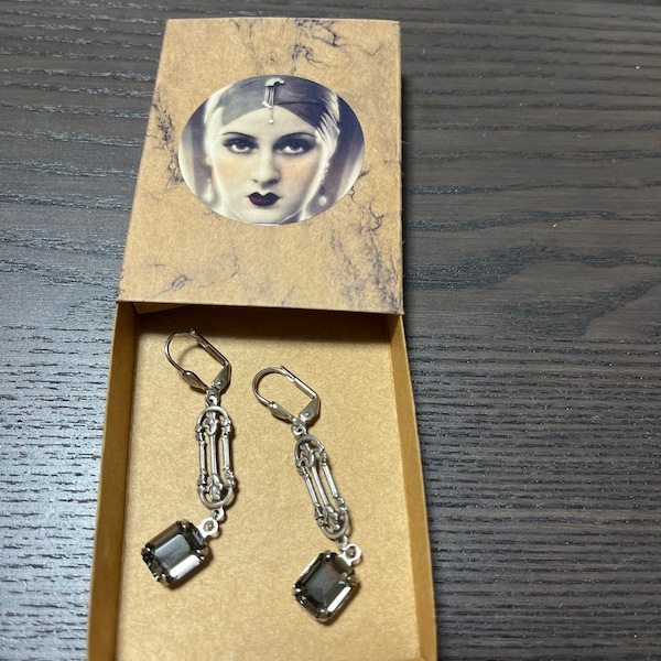 Art Deco Fan Earrings, Black Gold Earrings, Geometric Statement ...