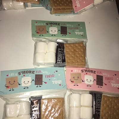 Valentine Treat Bag Toppers PRINTABLE Smores Valentine Cards for Kids ...
