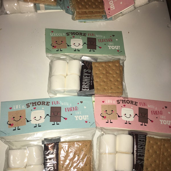 Valentine Treat Bag Toppers PRINTABLE Smores Valentine Cards for Kids ...