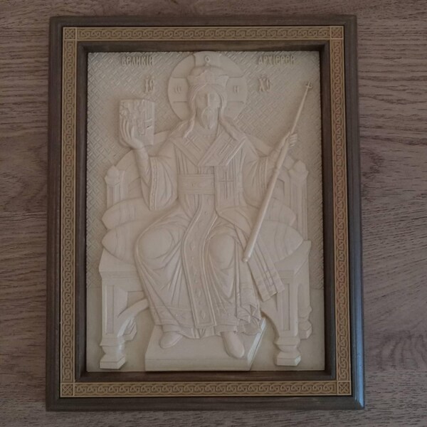 Hand-carved Wooden Icon. the Crucifixion of Jesus Christ. A Religious ...