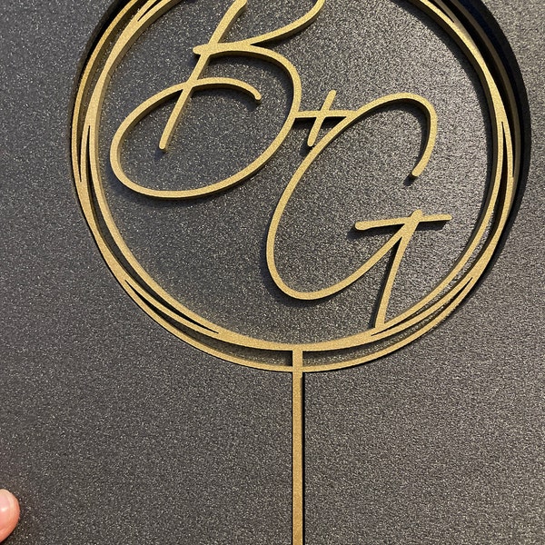Gold Wedding Cake Topper, Custom Monogram Custom Initials Cake Topper ...