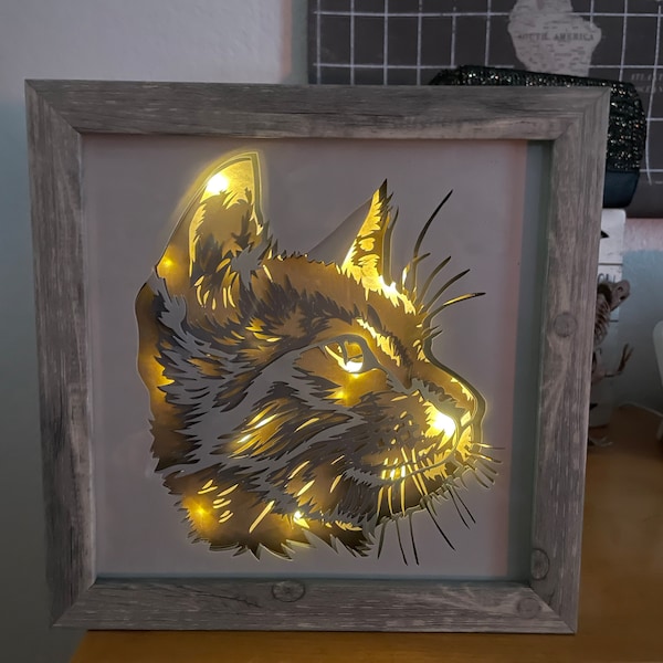 Cats Paper Cut Light Box Template, Shadow Box, 3D Papercut Lightbox Svg ...