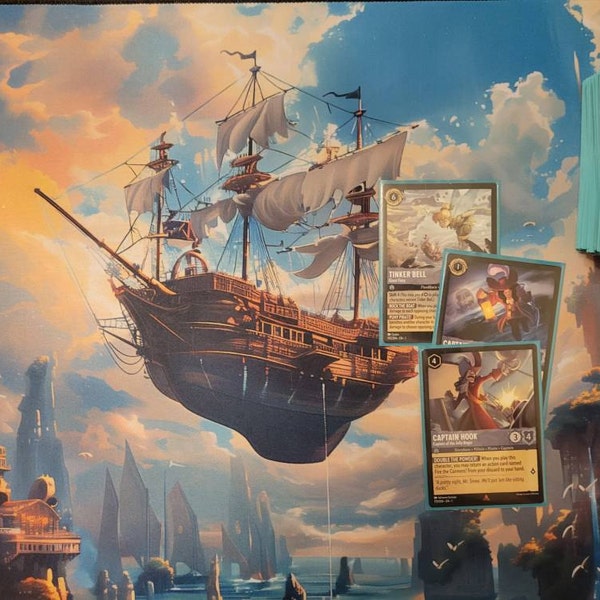 Lorcana Playmat Flying Pirate Ship Designer Playmat for TCG Vibrant ...