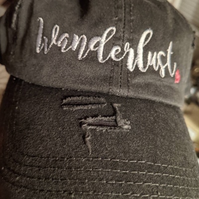 Wanderlust Hat Distressed Baseball Cap OR Ponytail Hat Vintage Dad Hat ...