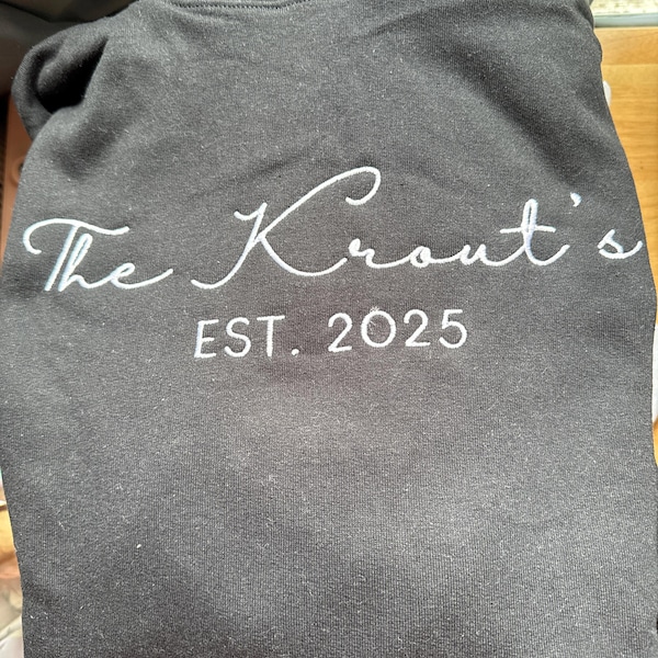 Personalized Last Name Embroidered Sweatshirt With Est Date, Custom ...