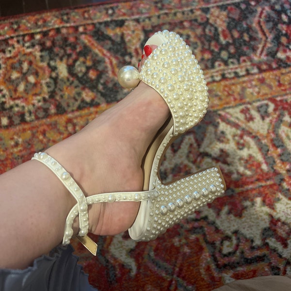 Hand Embellished Gold Crystal Rhinestone Wedding Party Heels, Fairytale ...
