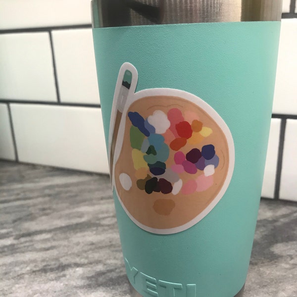 Paint Palette Vinyl Sticker, Modern Laptop Sticker, Cute Water Bottle ...