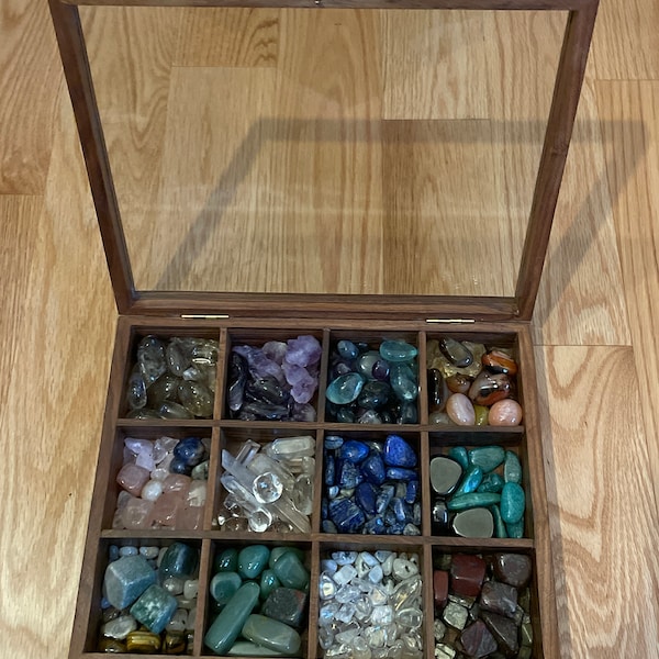 Wooden Rock Collection Box | Wooden Crystal Display | Mens Jewelry Box ...