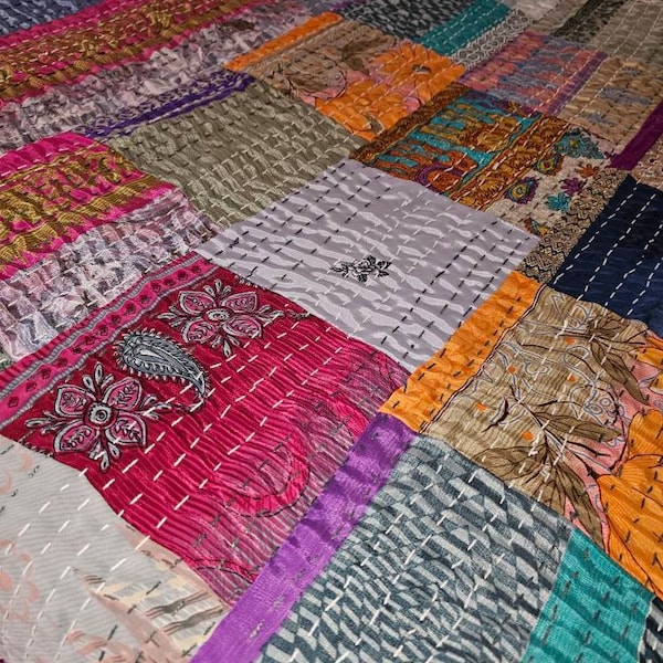 Bohemian Patchwork Quilt Kantha Quilt Handmade Vintage Quilts Boho Twin ...