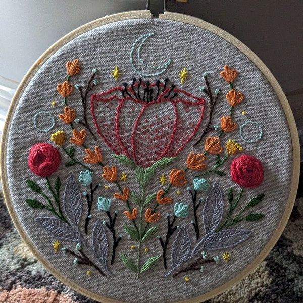 Boho Modern Floral Embroidery Pattern PDF Flower Embroidery Hand ...