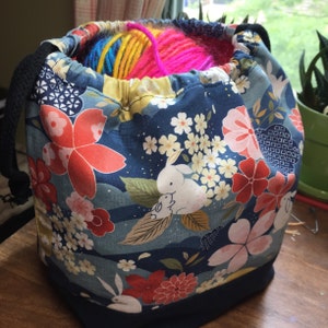 Drawstring Project Bag, Knitting Project Bag, Craft Bag, Small Project ...