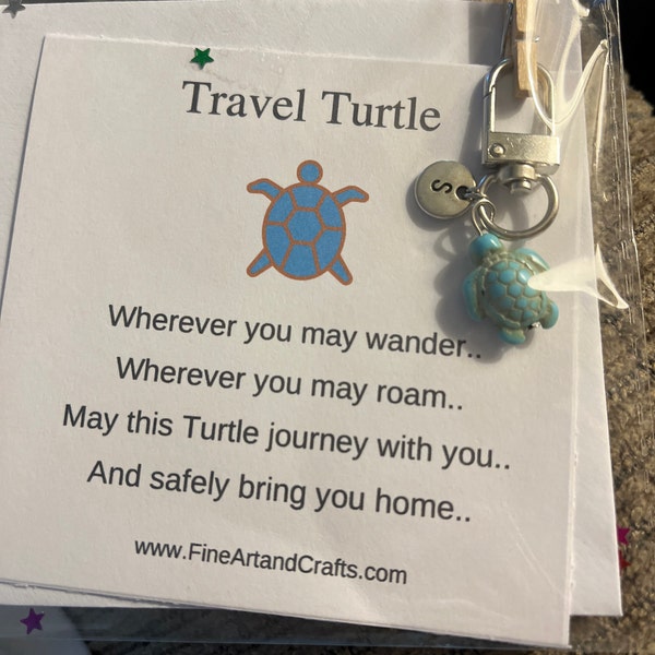 Turtle Keychain, Turtle Keyring, Personalised Gift, Travel Turtle ...