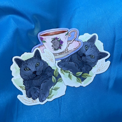 Grey Cat MAGNET Chonky Russian Blue Cat Magnet - Etsy