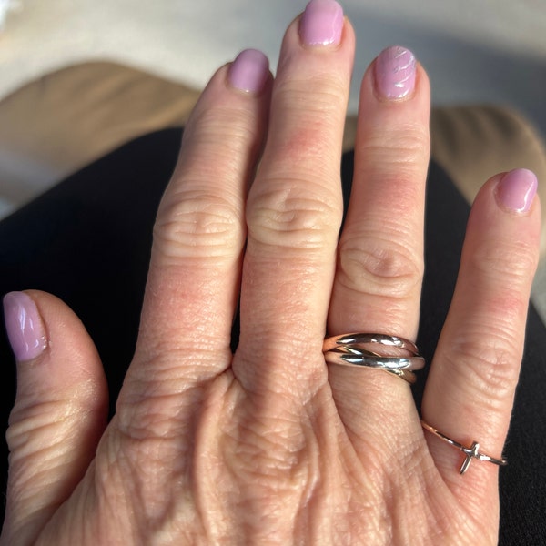 Gold Cross Ring and Dainty Thin Stackable Engagement Rings, Christian ...