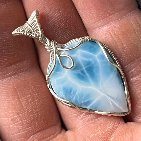 Big Large Larimar Cabochon, Natural Larimar Dominican Republic Gemstone ...