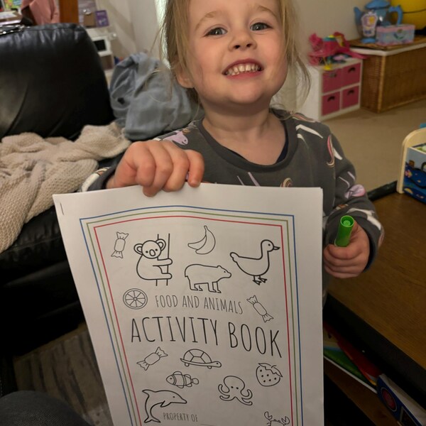 Kids Activity Pack Printable Worksheets Food Animals Pdf Etsy
