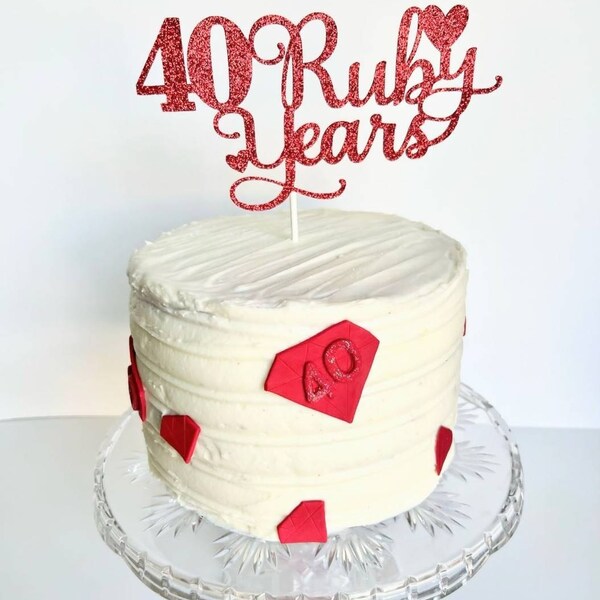 40 Ruby Years Cake Topper, Ruby Anniversary Cake Topper, Ruby ...