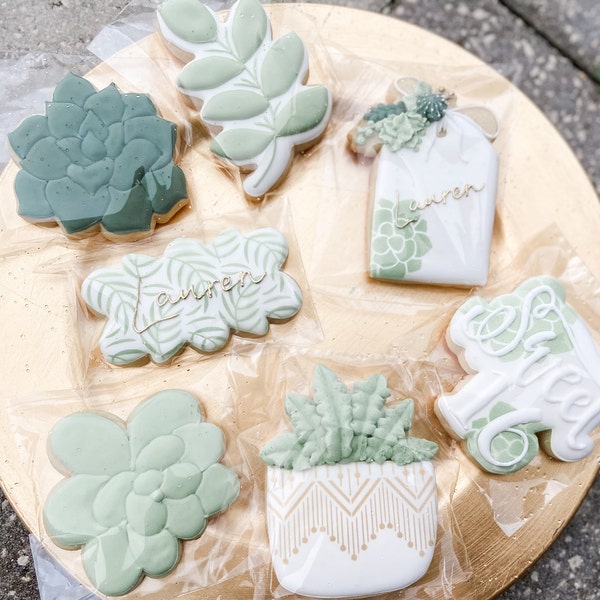 Succulent Sweet 16 Cookies 2 Dozen Personalized Birthday Cookies White ...