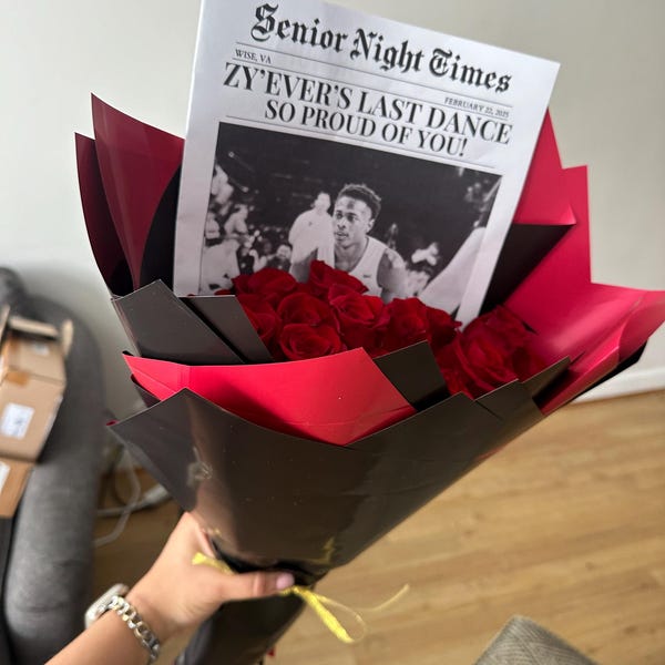 Printed and Shipped Senior Night Newspaper Bouquet Wrap, Cheerleading ...