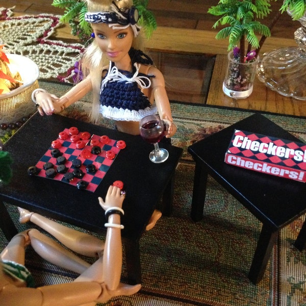 Miniature Checkers Draughts Game for Fashion Dolls Bjd Dolls and 12 ...