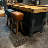 Leather Breakfast Bar Kitchen Counter Stool - Wood Legs Pommel Horse ...