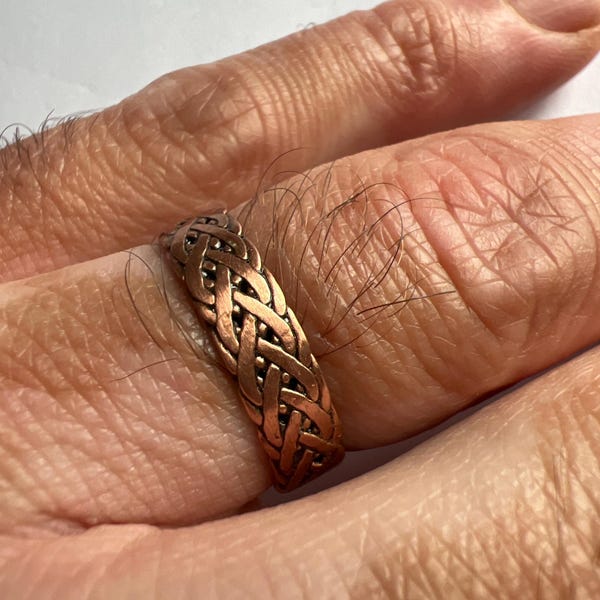 Copper Ring Celtic Braid Knot Wedding Band His and Hers Anti Tarnish ...