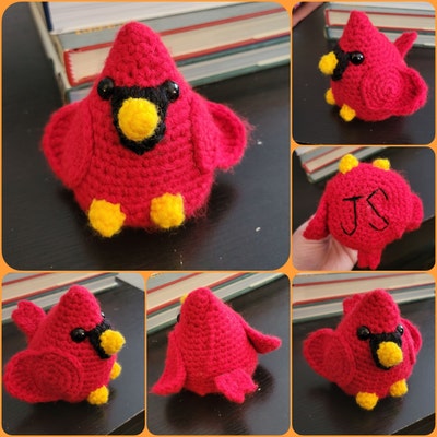 Chubby Cardinal Pattern Bird Amigurumi Easy Beginner Crochet Plushie ...