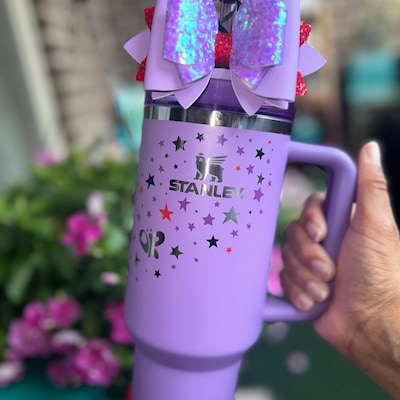 Pink Purple Blue Stanley Tumbler Bow Straw Topper Pink Purple Stanley ...