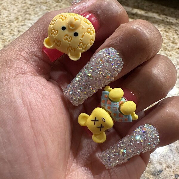 Red and Black Lady Luck Press on Nails, Reusable Press on Nails, Poker ...