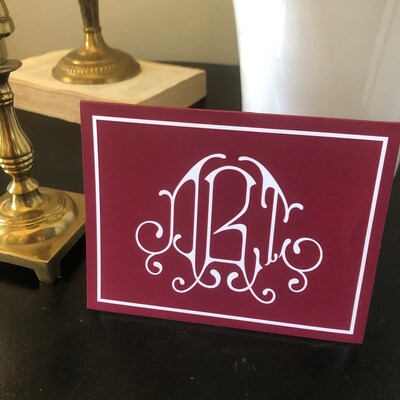 Personalized Monogrammed Notecards, Interlocking Monogram, Personalized ...
